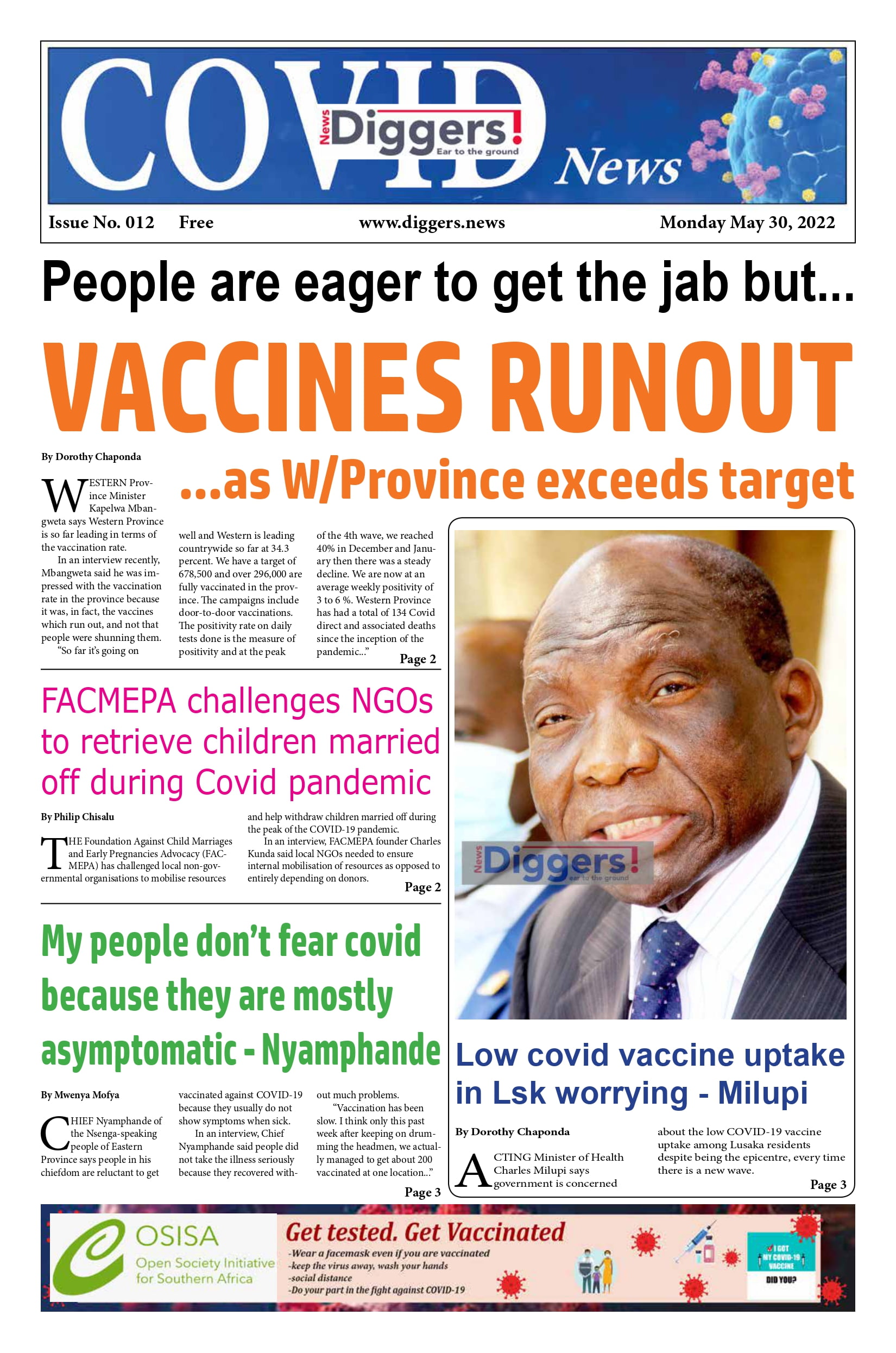 Covid News Issue No. 012 – Zambia: News Diggers!