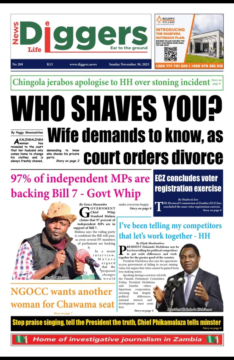 News Diggers Epaper Edition 208 Sunday November 30th, 2025 – Zambia ...
