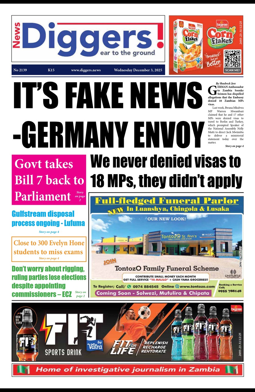 News Diggers Epaper Edition 2139 Wednesday December 3rd, 2025 – Zambia ...