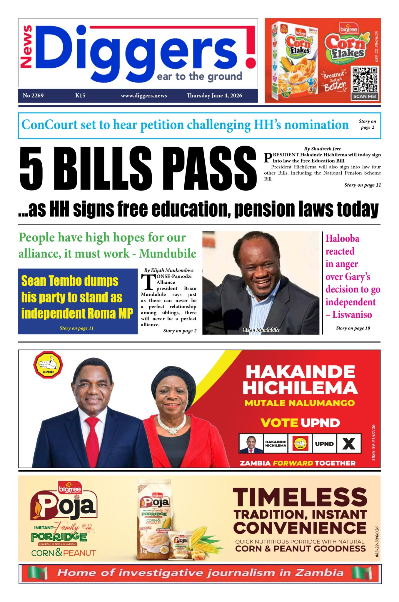 News Diggers Edition 2269 Thursday May 4, 2026 – Zambia: News Diggers!